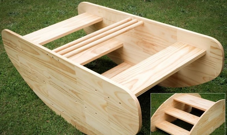 Wooden Rocking Boat and Climbing Steps